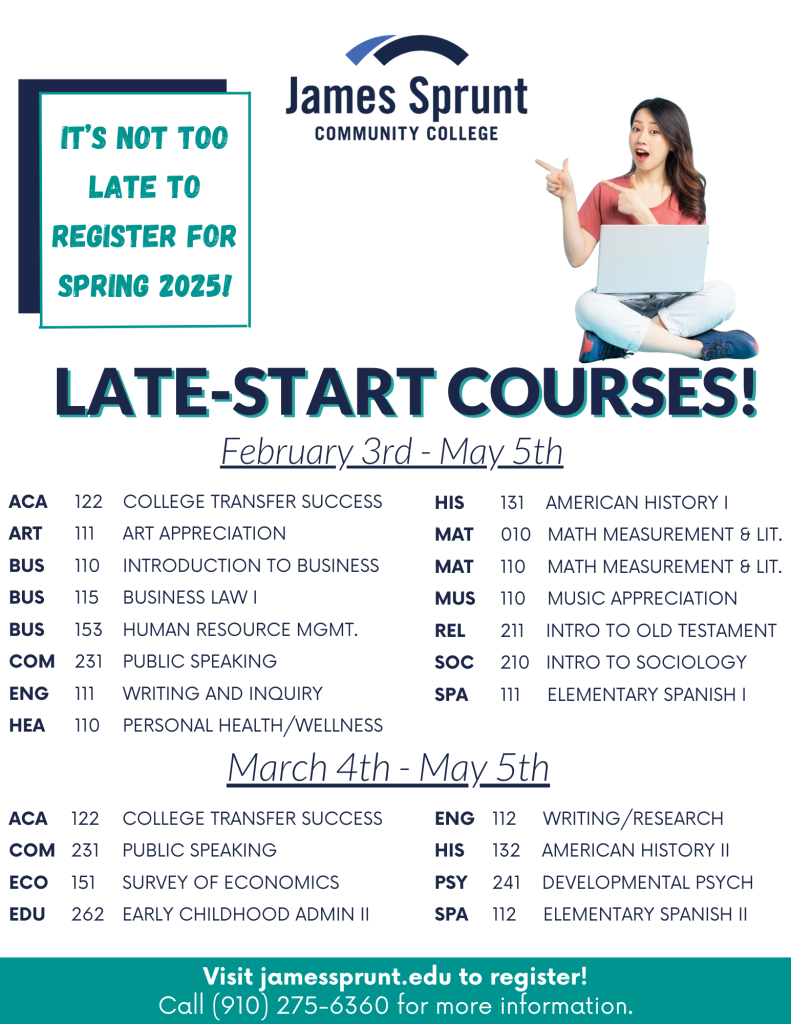 Spring Late-Start Courses - James Sprunt Community College